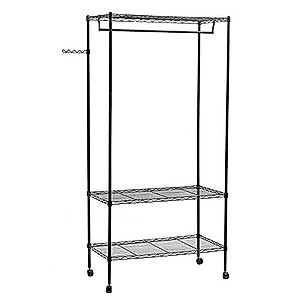 3-Tier Closet Organizer Metal Garment Rack Portable Clothes Hanger Home Shelf
