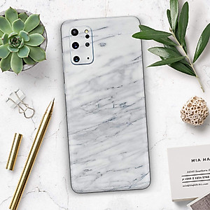 DesignSkinz White & Grey Marble Surface V2 Protective Vinyl Decal Wrap Skin Cover Compatible with The Samsung Galaxy S20 (Screen Trim & Back Glass Skin)