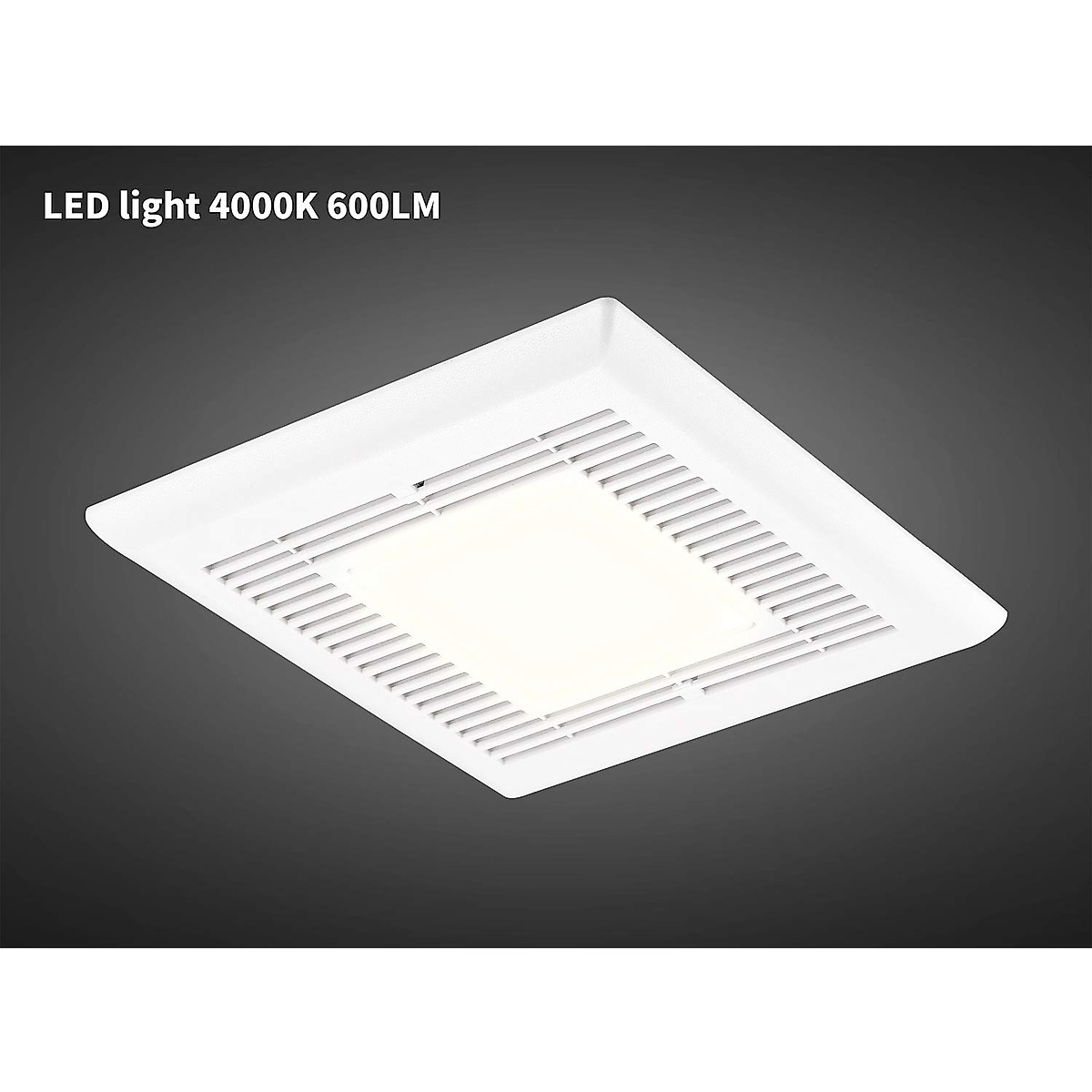 Tech Drive Bathroom Fan with Light 50 CFM 1.0Sone No Attic Access Needed Installation,Very Quiet Bath Ventilation and Exhaust Fan with LED Light 4000K 600LM, 4inch Duct