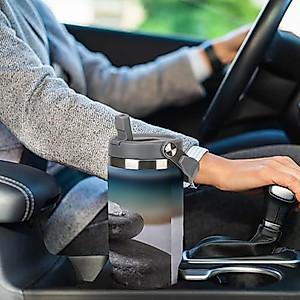 BWQJKUO Large Capacity Car Cup 30 Oz Stainless Steel Tropical Flower And Zen Stone Printed Travel Mug Leak-proof Flip Straw Tumbler with Handle,keeps Cold Or Ho