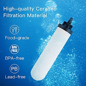 FACHIOO 2PCS 7" Super Sterasyl Ceramic Filter, Replacement Filters Candle Activated Carbon for ProOne® Countertop Gravity Water Filter System, Household Water Bucket,Water Cooler Filtration Systems