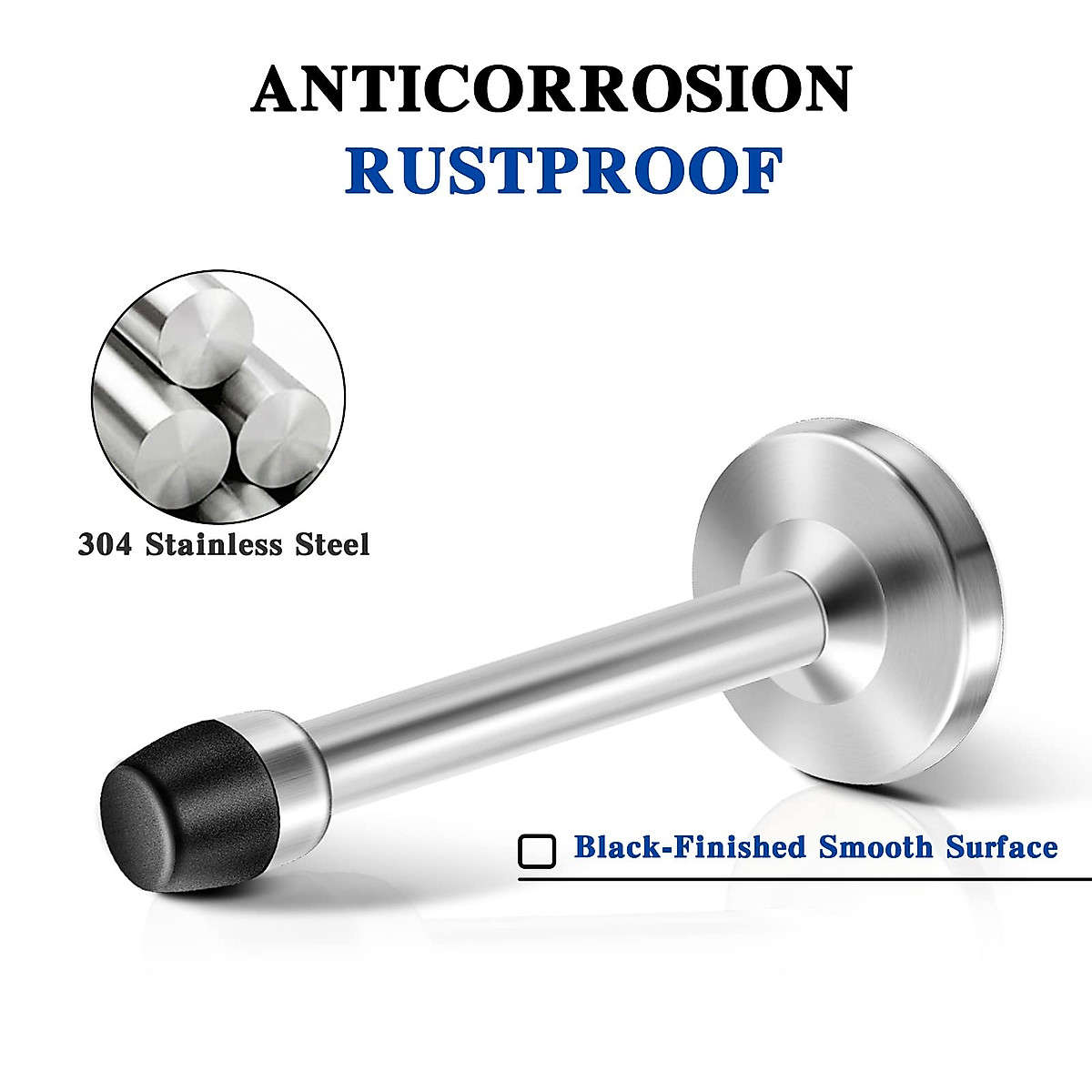 Door Stopper, Door Stop 5 Inch Stainless Steel Brushed Satin Nickel Doorstops, Modern Soft-Catch Mute Door Holder Wall Mount Door Wall Protector Doorstop for Hotel Home Restaurant, Silver