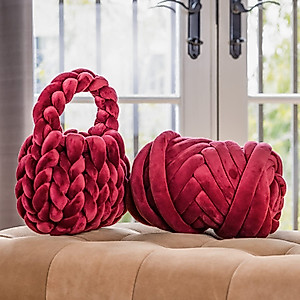 TUCO DEALS Ultra Soft 2.2 LBS (1kg) Chunky Yarn for Hand Knitting, Lush Velvet Fabric Tube Yarn to Make Handbags, Pillows, Blankets, Crafts (Grey)