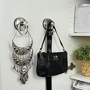 SUPRAQ Removeable Suction Cup Metal Hooks for Kitchen, Bathroom Shower, Tiles and Mirror-Pack of 2 (Nickel)