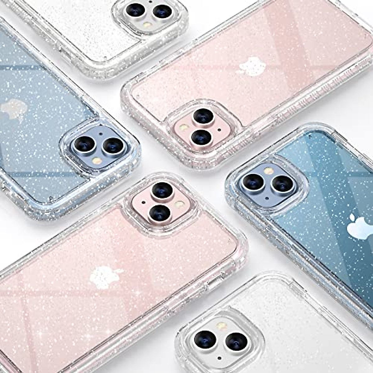 Diaclara Designed for iPhone 13 Case, Full Body Rugged Case with Built-in Touch Sensitive Anti-Scratch Screen Protector, Soft TPU Bumper Case for iPhone 13 6.1" (Clear Glitter)