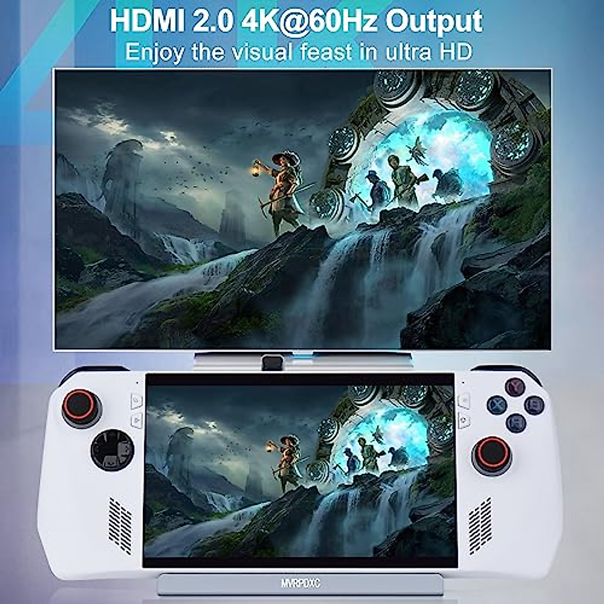 MVRPDXC Docking Station for ROG Ally/Legion Go, 7-in-1 ROG Ally Dock with HDMI 2.0 4K@60Hz, Gigabit Ethernet, USB 2.0, 2*USB 3.1 Gen1, USB-C 3.1 Gen1 and Fast Charging USB-C Port