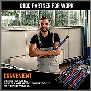 HORUSDY 9PC ABS Socket Organizer, 1/4-Inch x 38 Clips, 3/8-Inch x 45 Clips, 1/2-Inch x 36 Clips, Premium Quality Socket Holders