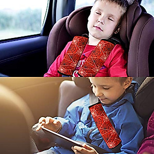 Spider Seat Belt Cover for Kids, Seat Belt Pad for Boys, Car Seat Straps Shoulder Pads for Kids, Kid's Seat Belt Cushion, Shoulder Strap Pad, 1 Piece（RED)