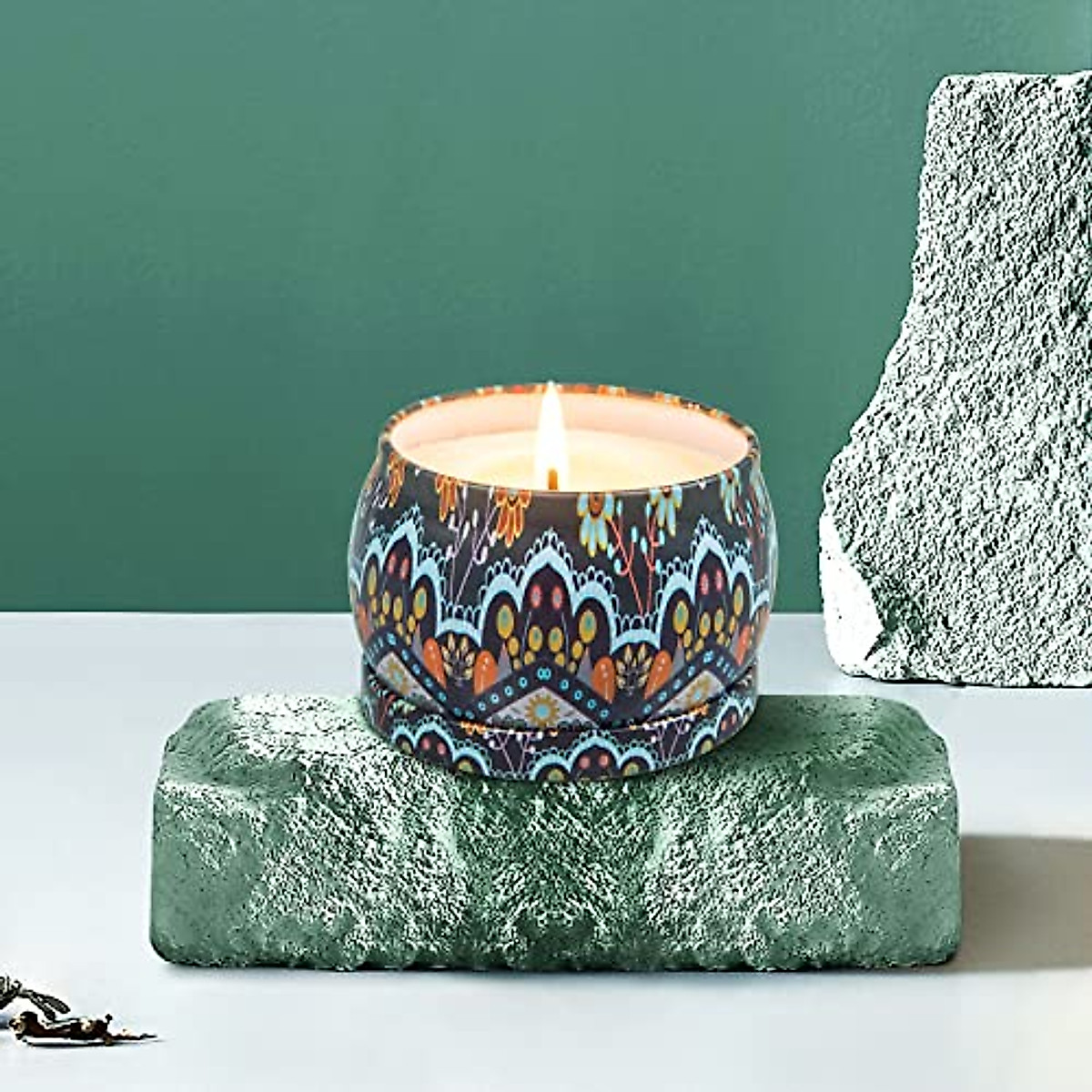 TEECOO Scented Candles Gift Set: 4 Pack Soy Wax Aromatherapy Candle 120H Burning Rose Lavender Vanilla Lemon Scent Candle Set for Home Scented Candle Gifts for Birthday Christmas Mother's Day Gift