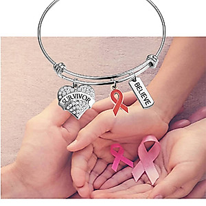 Gzrlyf Heart Disease Survivor Bracelet Red Ribbon Awareness Gifts (Survivor Bracelet)