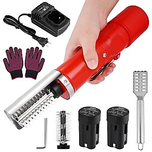 Electric Fish Scaler Scraper Remover, Powerful Cordless Fish Scale Descaler Cleaning Tool with Extra Battery and Blade for Left-Handed and Right-Handed People Scraping Fish Scales (Red)