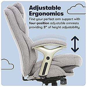 Serta Works Executive Office Chair with Back in Motion Technology, Seamless Light Gray Fabric