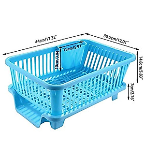 IndiaBigShop 3 in 1 Large Sink Set Dish Rack Drainer Drying Rack Washing Basket with Tray for Kitchen, Dish Rack Organizers, Utensil Drying Rack, Plastic Dish Rack, Small Dish Rack - 44 cm