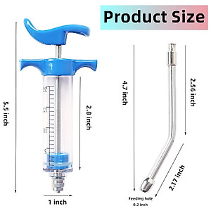 2 Pcs Goats Feed Water Distributor, Reusable, Drench Nozzle, Adjustable Dosage, for Goats, Sheep, Horse, Pig, Dog, Cattle, Cat Supplies (Blue+Orange 20ml)