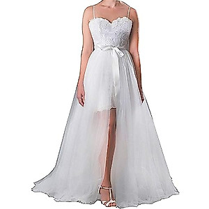 Women Wedding Maxi Tulle Skirts Detachable Train Overskirt Overlay Long Bridal Floor Length Ivory