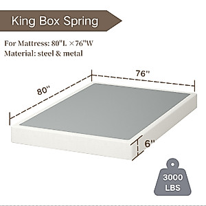 Artimorany 6 Inch Low Profile Box Spring King, Metal King Mattress Foundation and Fabric Cover Set, Easy Assembly, Noise Free, Non Slip