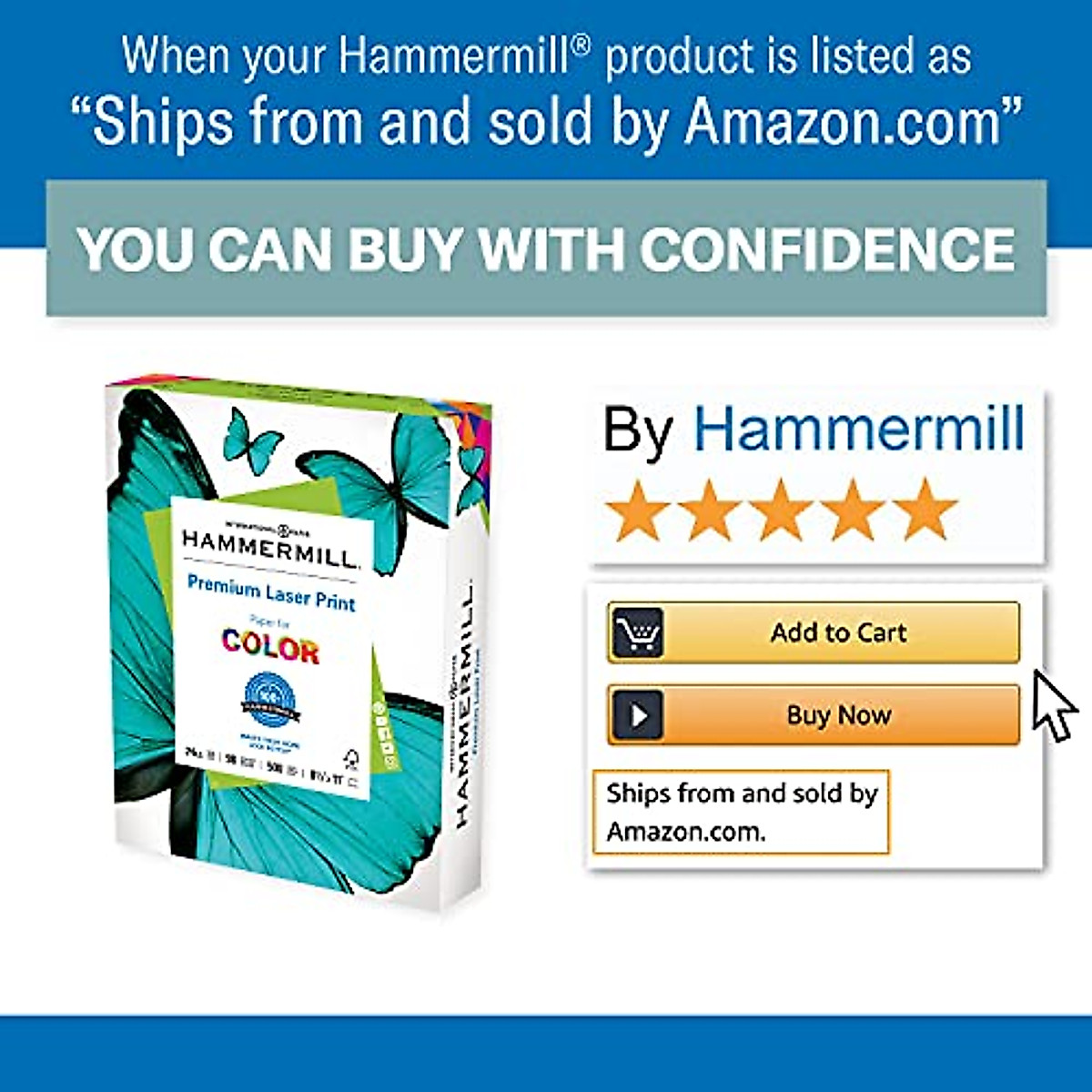 Hammermill Printer Paper, Premium Laser Print 24 lb, 8.5 x 11 - 5 Ream (2,500 Sheets) - 98 Bright, Made in the USA, 104640C