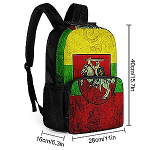 Lithuanian Flag Laptop Backpack Lightweight 16 Inch Travel Backpack Shoulder Bag Daypack for Men Women