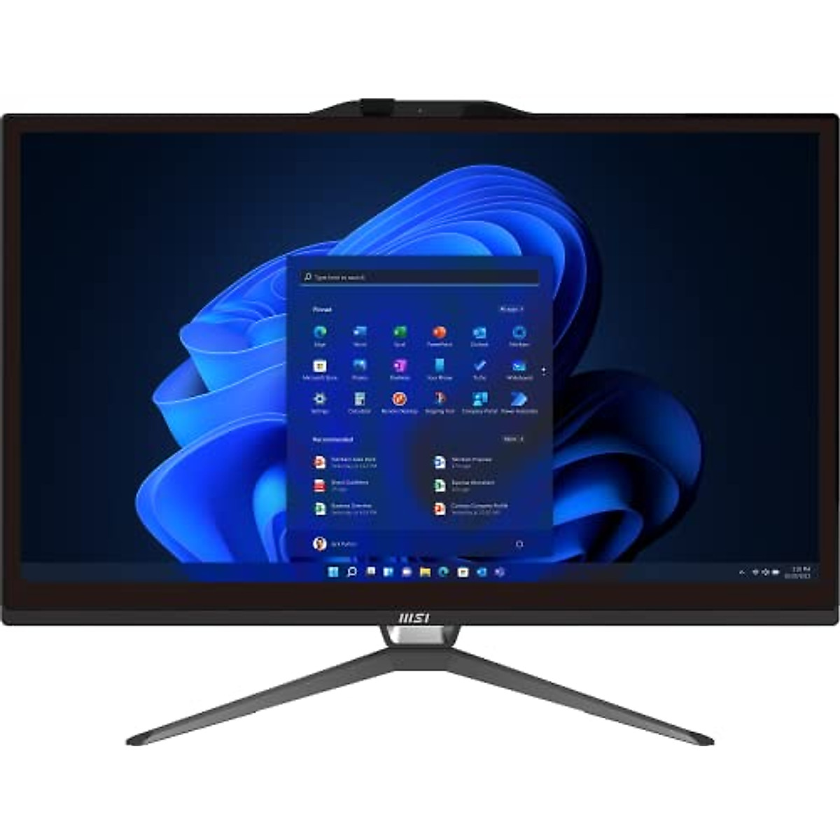 MSI PRO AP222T All-in-One Desktop: Intel Pentium Gold G7400, 4GB DDR4 2666MHz, 128GB NVMe SSD, Anti-Flicker, Less Blue Light, BT 5.0, Windows 11 Pro: 13M-068US,Black