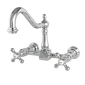 Kingston Brass KS1241AX Heritage Bridge Kitchen Faucet, 8-1/2", Polished Chrome