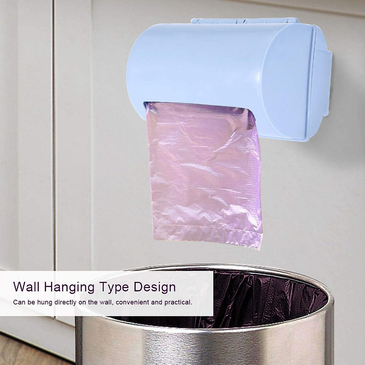 3 Colors Back Organizer Rack Adhesive Wall Mount Trash Garbage Plastic Bag Storage Box Plastic Bag Dispenser (Blue)