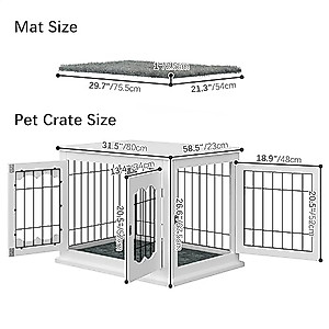 4NM Furniture Style Dog Crate with Cushion, Dog Kennel, Dog Cage for Small Medium Dogs, Indoor Aesthetic Puppy Kennel, Chew-Proof Metal Bars,Pretty Cute End Side Table Nightstand- White