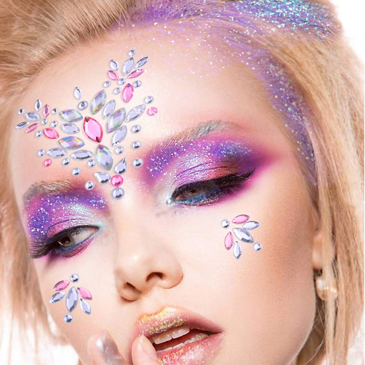 SIQUK 12 Sets Face Jewels Mermaid Face Gems Face Rhinestone Temporary Tattoos Crystal Tears Gems Stones for Race Carnival Festival Party