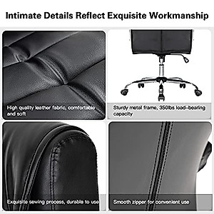 Hoxne Executive Office Chair Adjustable Leather Chair High Back Swivel Office Desk Chair with Padded Armrest 350lbs Load-Bearing Spring Seat Computer Desk Chair for Home Office (Black)