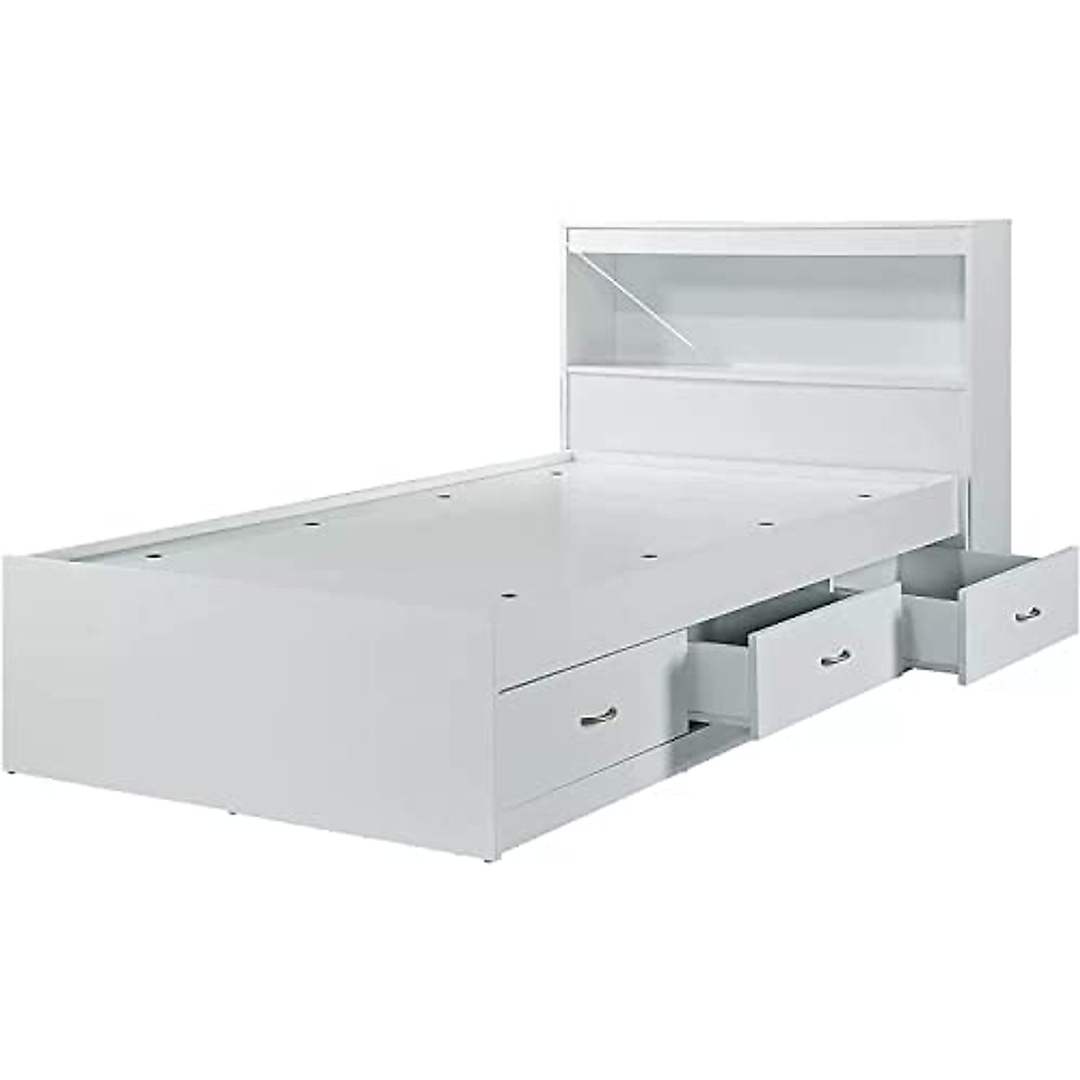 Hodedah Twin-Size Captain Bed with 3-Drawers and Headboard in White