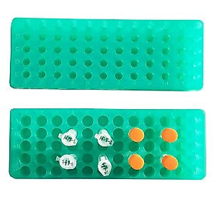 Polypropylene Microcentrifuge Tube Rack, 60-Well Microtube Rack, Green, Pack of Two