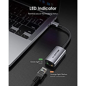 LENTION USB C to Ethernet Adapter, RJ45 to Type C Gigabit Network 1000M Wired LAN Converter Compatible 2023-2016 MacBook Pro 13/15/16, New iPad Pro/Mac Air/Surface, Chromebook, More(CU604, Space Gray)