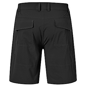 Rdruko Men's Hiking Cargo Shorts Quick Dry Lightweight Outdoor Work Casual Travel Summer Shorts with 6 Zipper Pockets(Black, US 36)