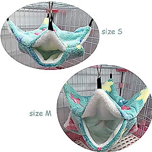 Oncpcare Small Pet Cage Hammock, Bunkbed Sugar Glider Hammock, Guinea Pig Cage Accessories Bedding, Warm Hammock for Parrot Ferret Squirrel Hamster Rat Playing Sleeping