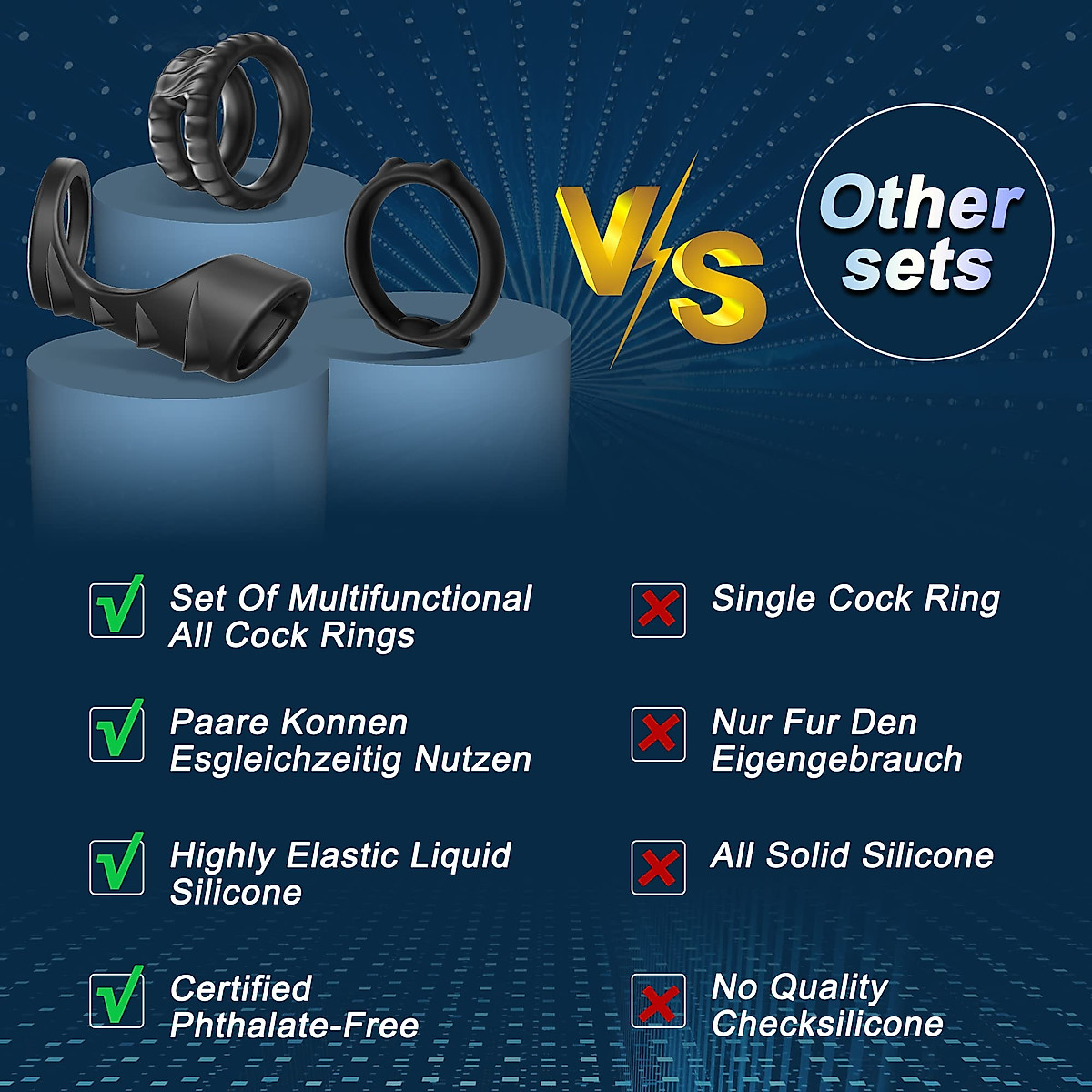 Penis Rings Set,Cook Rings for Men Erection Sex Toy with 7 Different Sizes Silicone Adult Sex Toys Cockring Couple Sex Toys Enhancing Couples Pleasure Sex Toy Kit