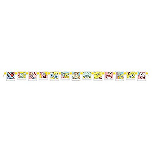 SpongeBob Squarepants Birthday Party Supplies Decoration Bundle Pack includes 1 Jointed Banner, 1 Table Cover, 1 Esave Dinosasur Sticker Sheet