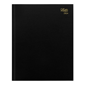 Letts of London Standard Daily Planner, 12 Months, January to December, 2024, Day-Per-Page, Quarto Size, 10.25" x 8.25", Black (C10YBK-24)