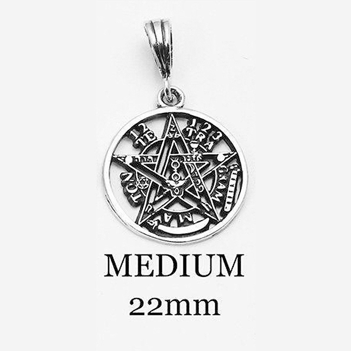 Blue Apple Co. Pentagram Pendant Tetragrammaton Charm Solid Oxidize Design 925 Sterling Silver Religious Pagan Star Shape
