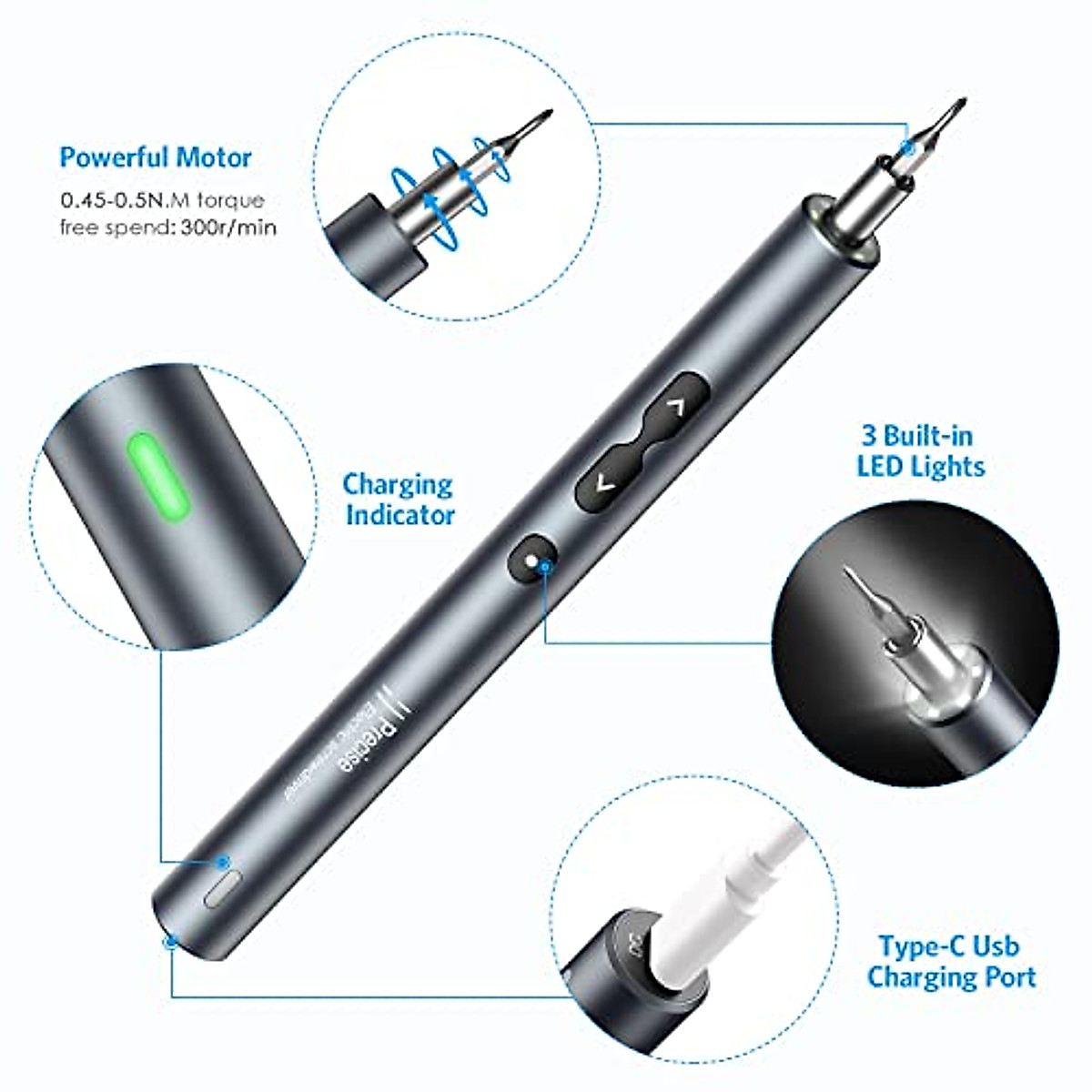 Ankilo Upgraded Version Electric Screwdriver 28 IN 1 Cordless Mini Power Precision Screwdriver Set with 24 Bits, Rechargeable Power Screwdriver for Phones Jewelers Laptops Watch