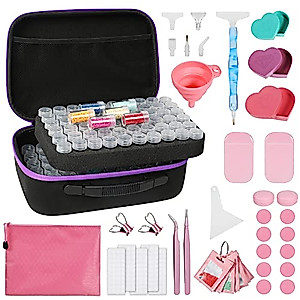 Douorgan 120 Slots Diamond Painting Storage Containers Upgraded Accessories and Tools Pen Tray, Diamond Painting Tools Organizer, Shockproof Diamond Art Storage Case, Jewelry Beads Storage Box