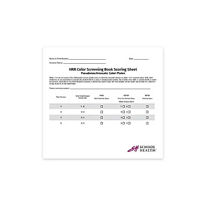 School Health - HRR Color Screening Book, Screen for Protan, Deutan, and Tritan (Red, Green, Blue and Yellow) Color Vision Deficiencies