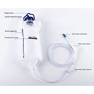 Reusable Home Enema Kit , 1200ML Enama Bag Kit for Colon Cleaning,Douche Bag Colon Douche Cleaner Body Detox Cleaning Kit-Including 1.8M Silicone Hose and 10 Soft Replacement Enema Tips