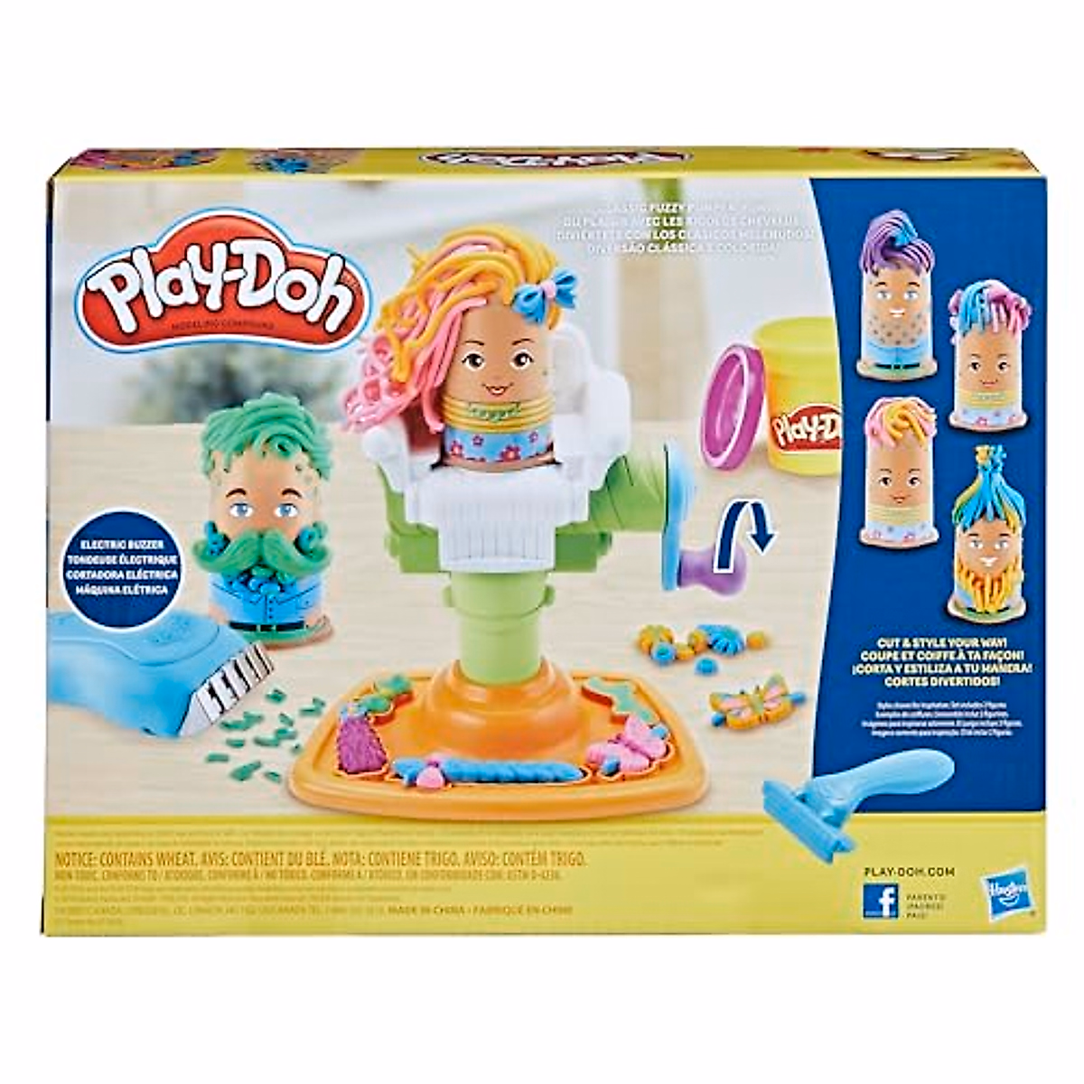 Play-Doh Buzz 'n Cut Fuzzy Pumper Barber Shop Toy with Electric Buzzer and 5 Non-Toxic Play-Doh Colors, 2-Ounce Cans (Amazon Exclusive)