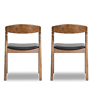 Allora Mid Century Faux Leather Leather Dining Chair in Black (Set of 2)