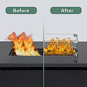 Kinsuite 14.5 Inch Fire Pit - Glass Wind Guard for Square or Rectangular Fire Table, Tempered Glass Flame Guard,Fire Table windscreen for Outdoor, Garden, Patio, Backyard