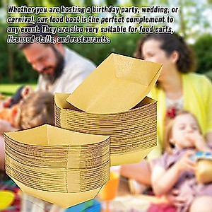 Cmkura 150 Pack Kraft Food Trays, 2 LB Paper Food Boats, Disposable Brown Paperboard Serving Baskets for Grease Resistant Fast Food, Hot Dog Nacho and Party Snack Holder