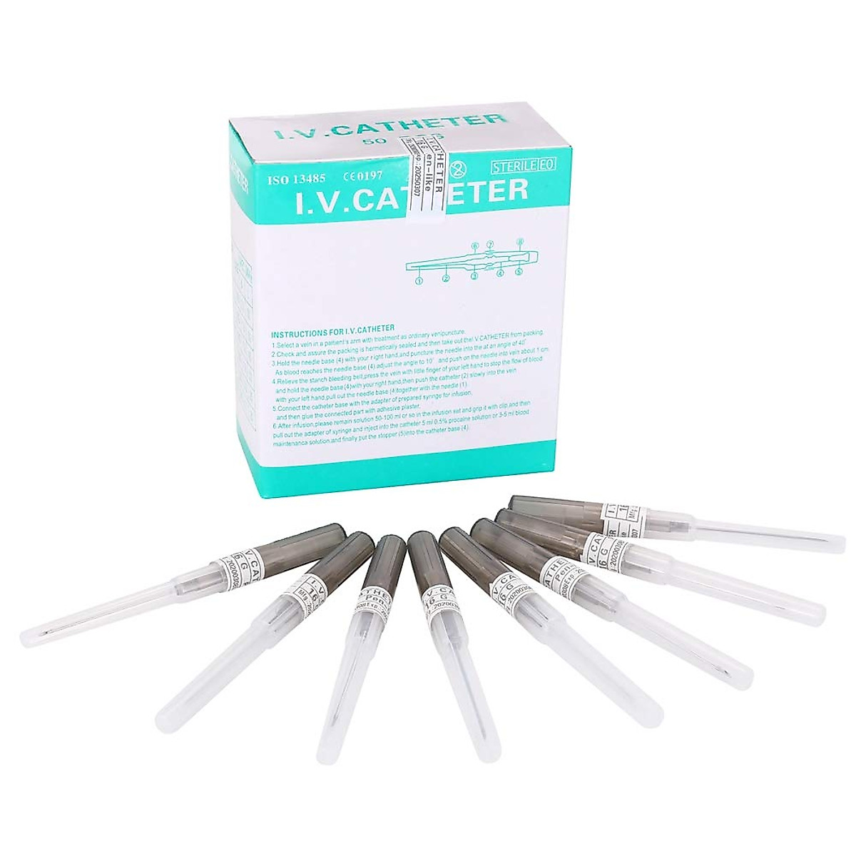 Piercing Needles,New Star Tattoo Box Of 50PCS 16G Gauge Steel Catheter Piercing Needles Supply