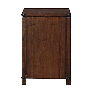 OSP Home Furnishings Baton Rouge 2 Drawer File Cabinet with Rustic Design and Metal Accents, Brushed Walnut