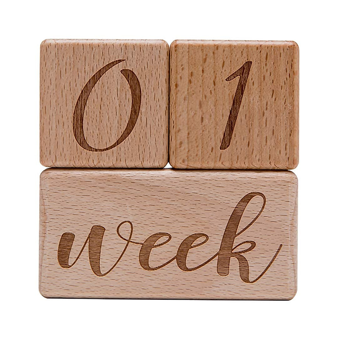 Baby Month Blocks Wooden Baby Milestone Age Blocks with Weeks Months Years, Baby Photoshoot Props, (Small Size,4cm)
