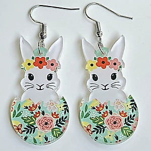 Acrylic Easter Basket Eggs Bunny Rabbit Earrings Drop Dangle Gifts Jewelry for Women Funny Party Decoration -Style C