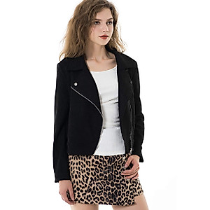 Apperloth A Women’s Solid Long Sleeve Faux Suede Motorcycle Jackets Zipper Short Coats